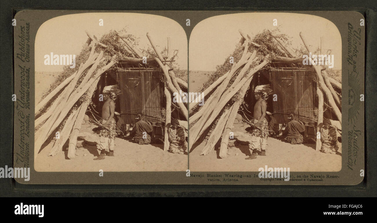 Najavo blanket weaving -- an Indian hogan (hut) on the Navajo ...