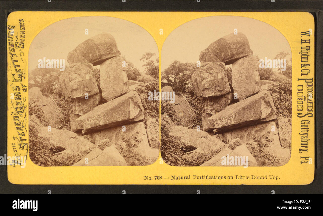 A photograph of the natural fortifications on Little Round Top, taken ...