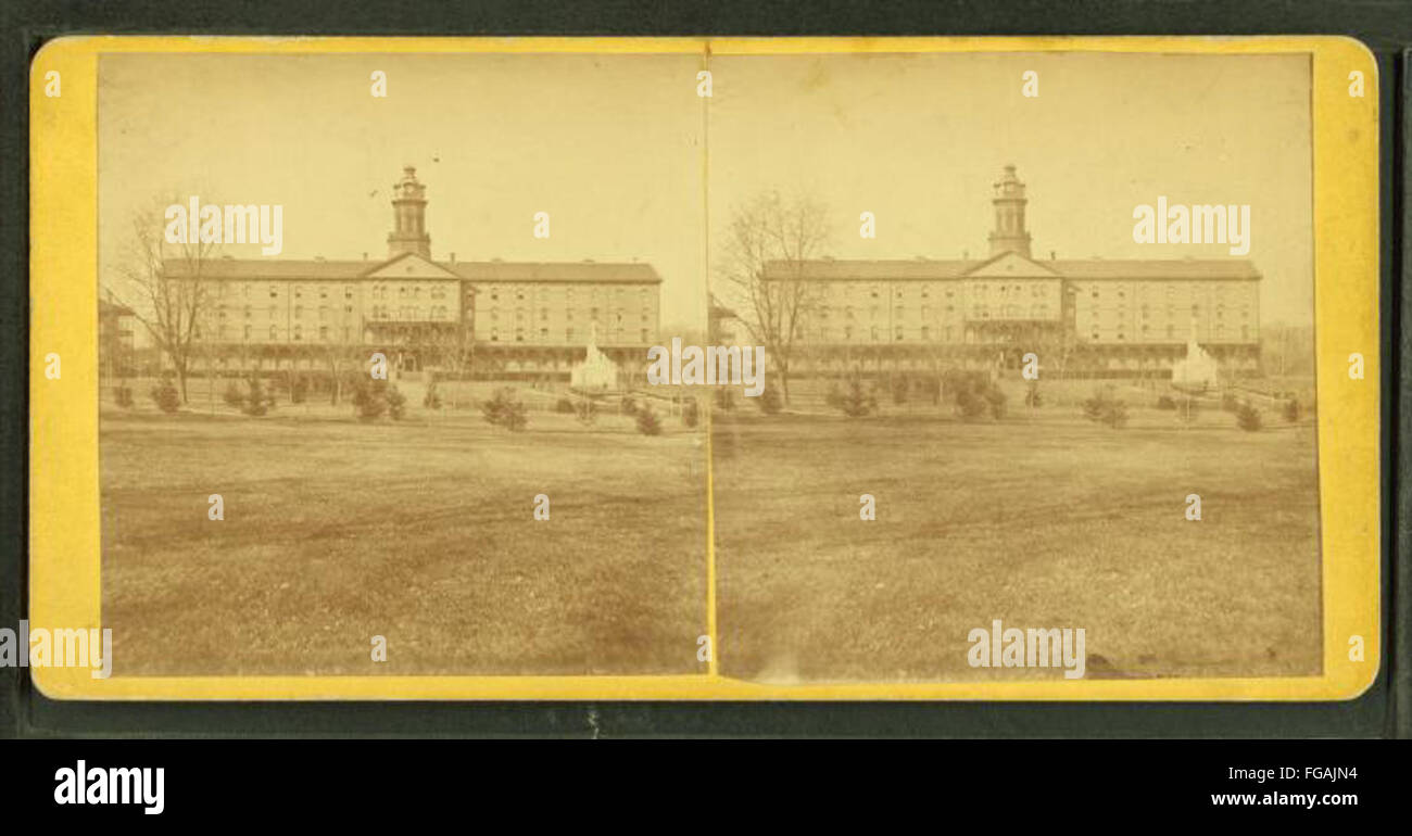 Stereoscopic photograph of the new cadet quarters and mess hall ...