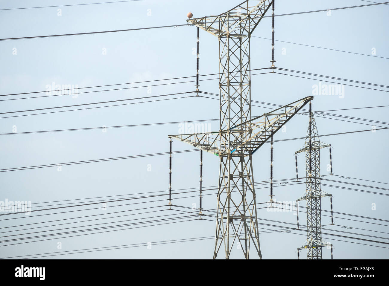 Power lines and electricity pylon in Israel Stock Photo - Alamy