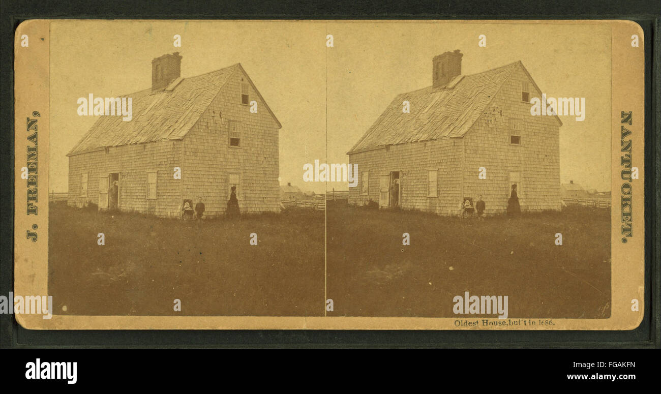A photograph by Josiah Freeman showing the oldest house built in 1686 ...