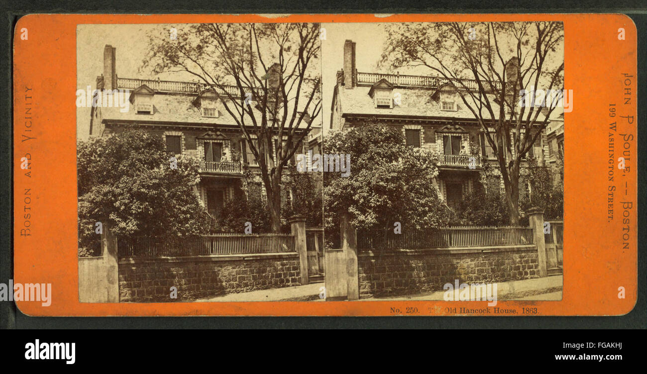 This photograph shows the Old Hancock House, taken in 1863, capturing a ...