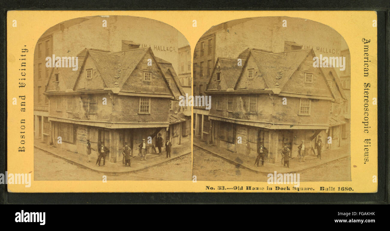 A photograph showing an old house in Dock Square, Boston, built in 1860 ...