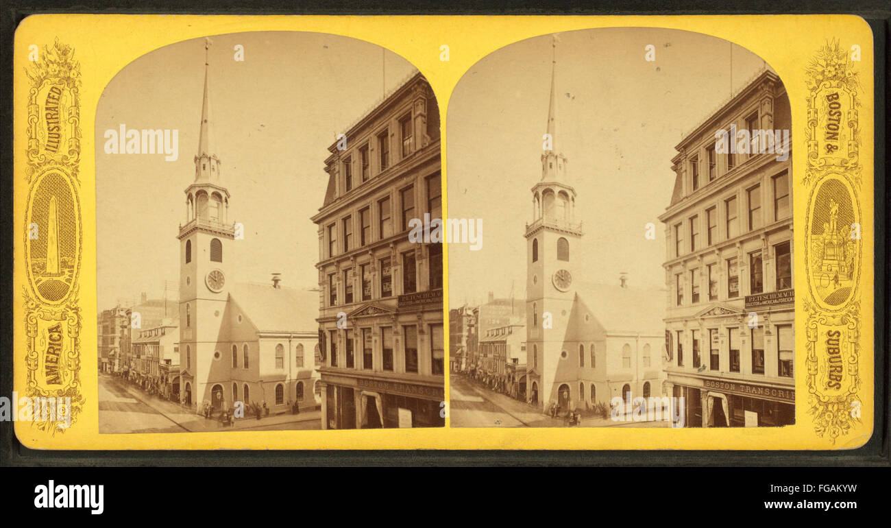 A stereoscopic view of the Old South Meeting House, emphasizing its ...