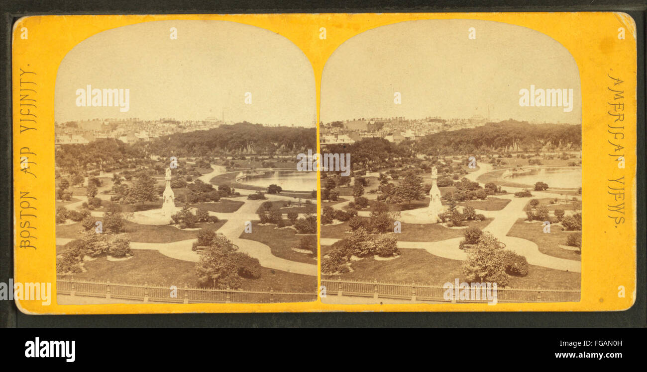 A stereoscopic photograph of the Public Garden, offering a panoramic ...