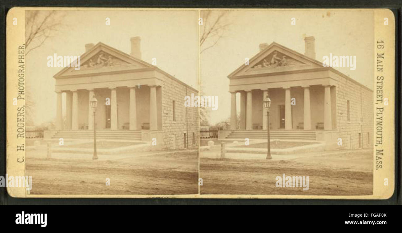 A photograph of Pilgrim Hall, captured by C.H. Rogers. The image ...