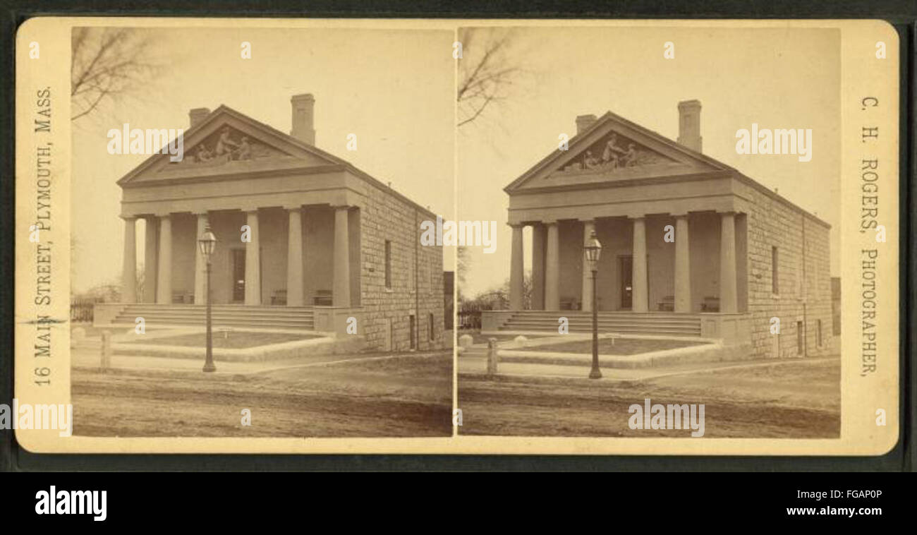 A photograph by C. H. Rogers showing Pilgrim Hall, a historical ...