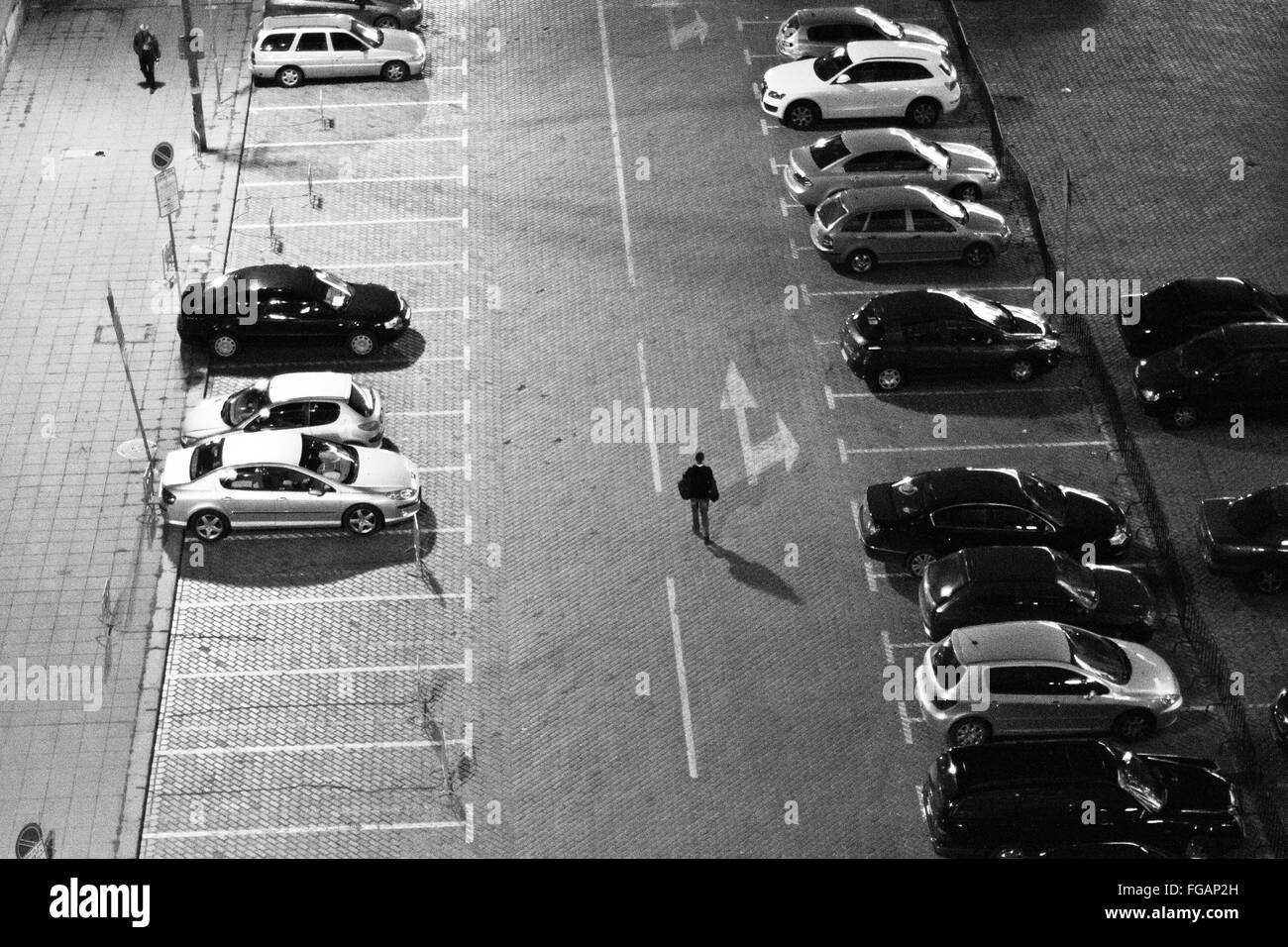 Walking in the parking lot Black and White Stock Photos & Images - Alamy