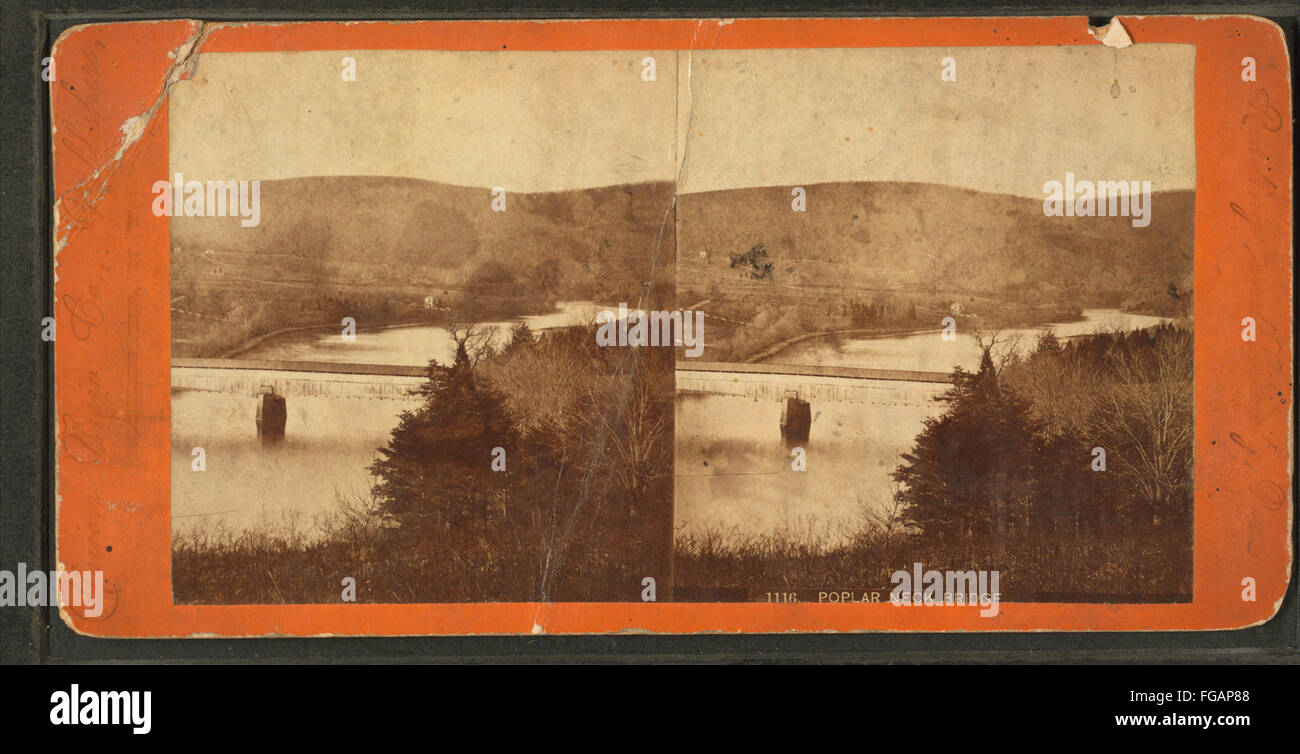 Stereoscopic photograph of Poplar Neck Bridge, showing its structure ...