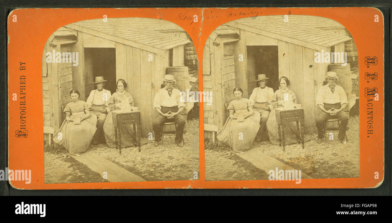 A portrait by H. P. McIntosh showing four people standing in front of a ...