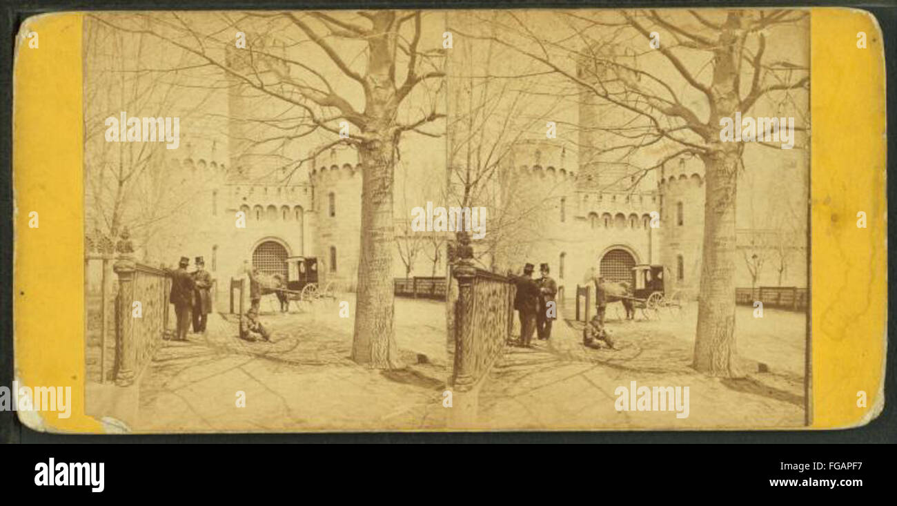 A historical photograph depicting a prison, focusing on its ...