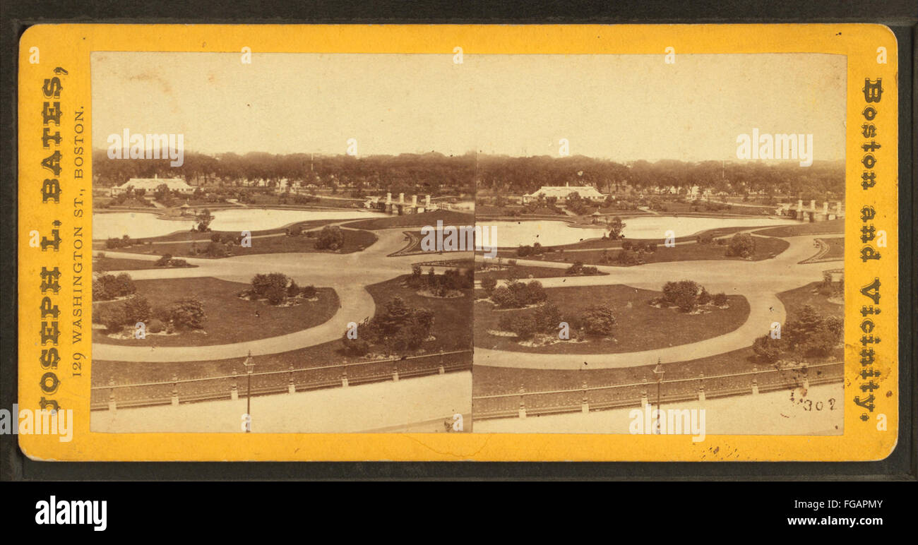 A photograph by Joseph L. Bates showing the Public Garden, an urban ...