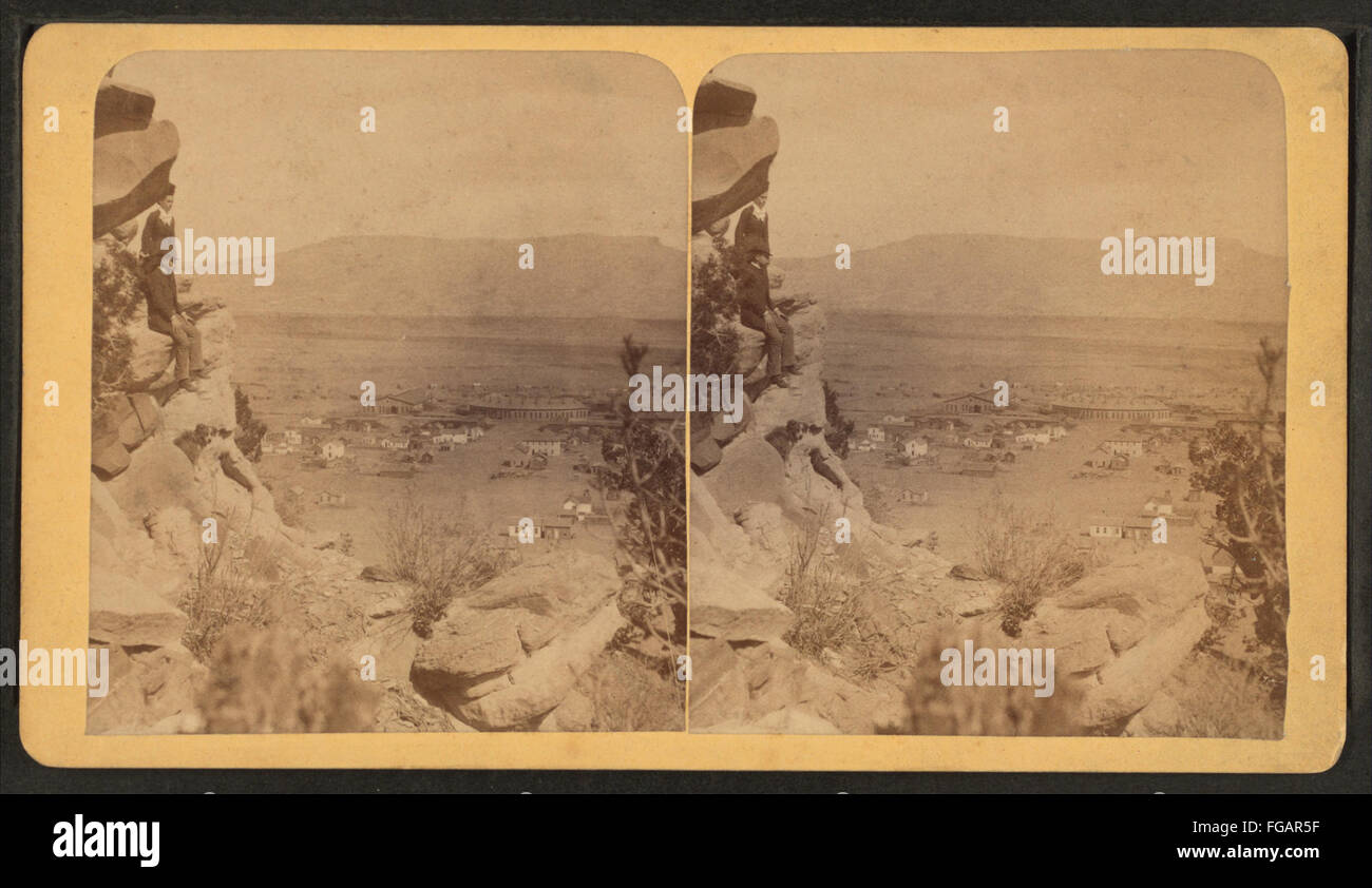 A stereoscopic view showing the town of Raton from the west, capturing ...