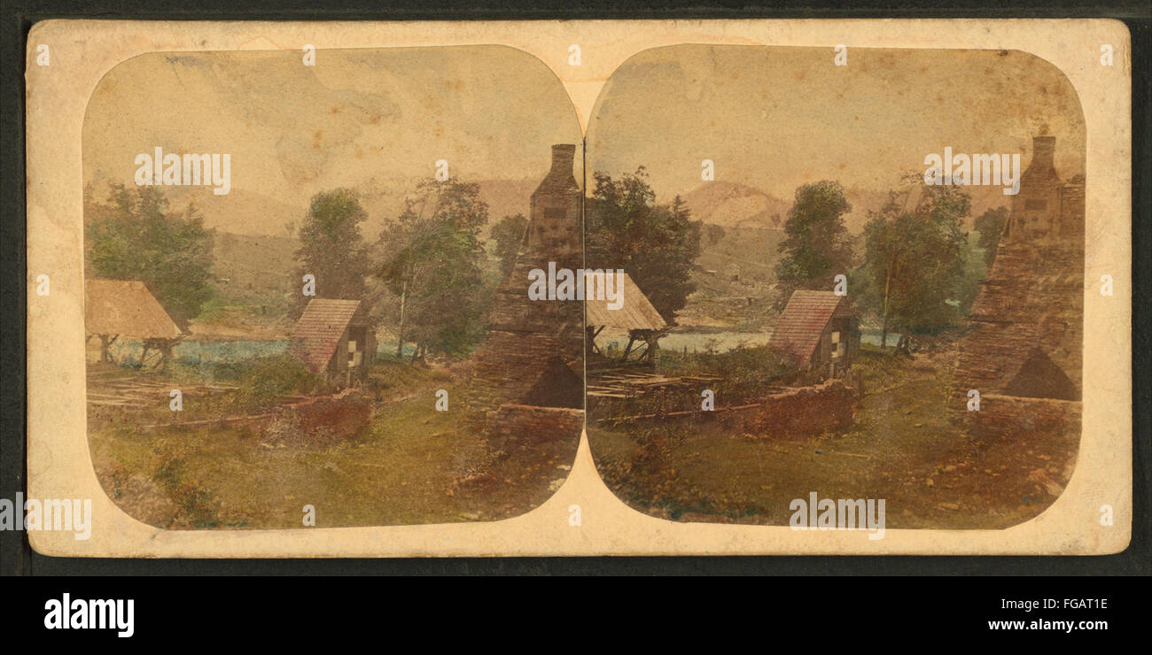 A photograph showing the ruins of an old forge near Spruce Creek ...