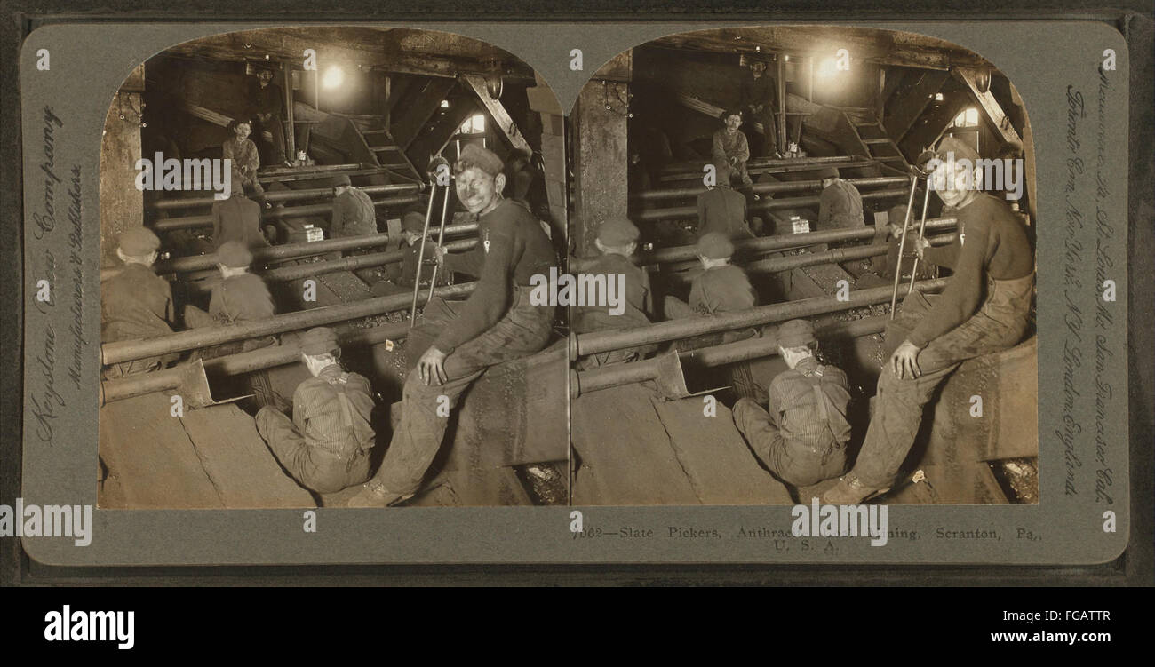 Image of slate pickers working in an anthracite coal mine in Scranton ...