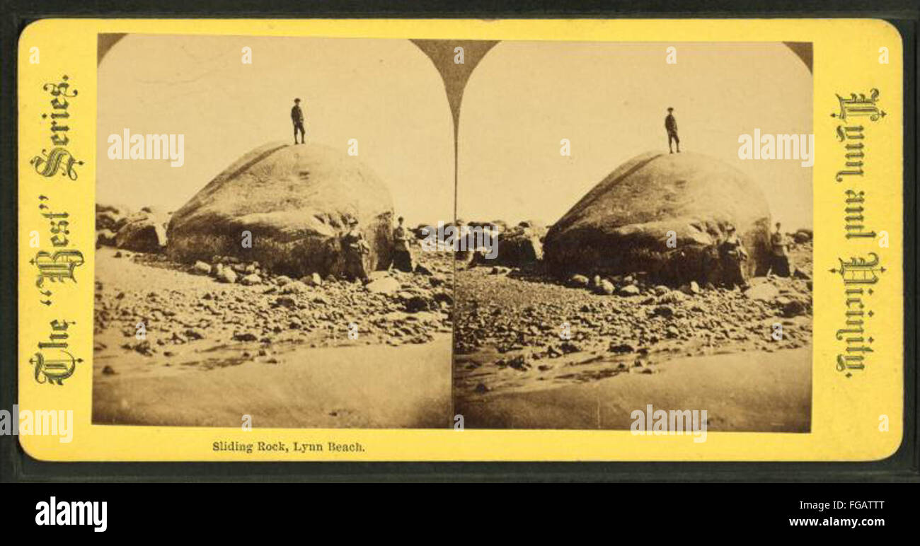 Photograph of Sliding Rock at Lynn Beach, capturing the natural rock ...