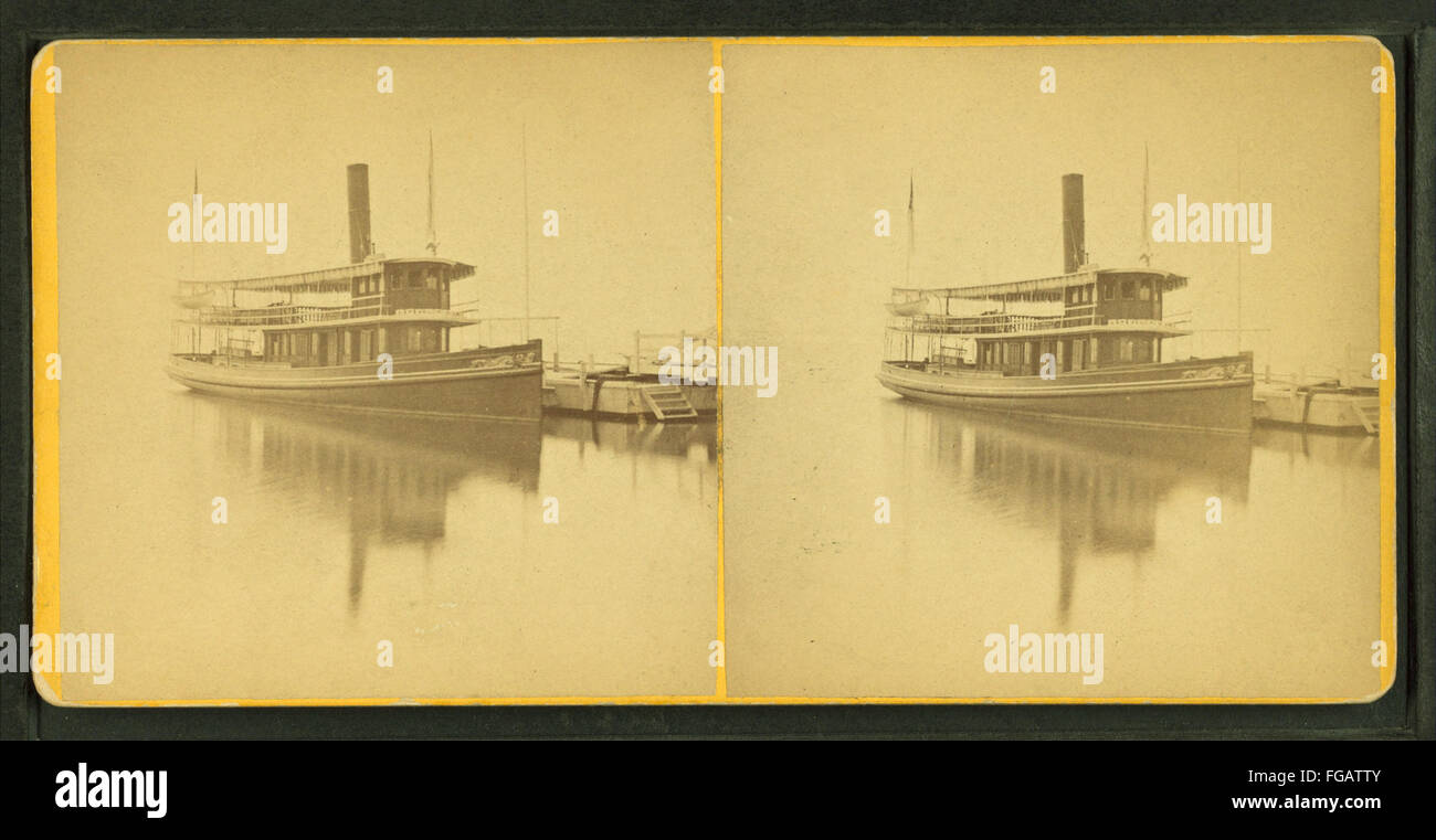A photograph by S.C. Reed depicting a small steam passenger packet ...