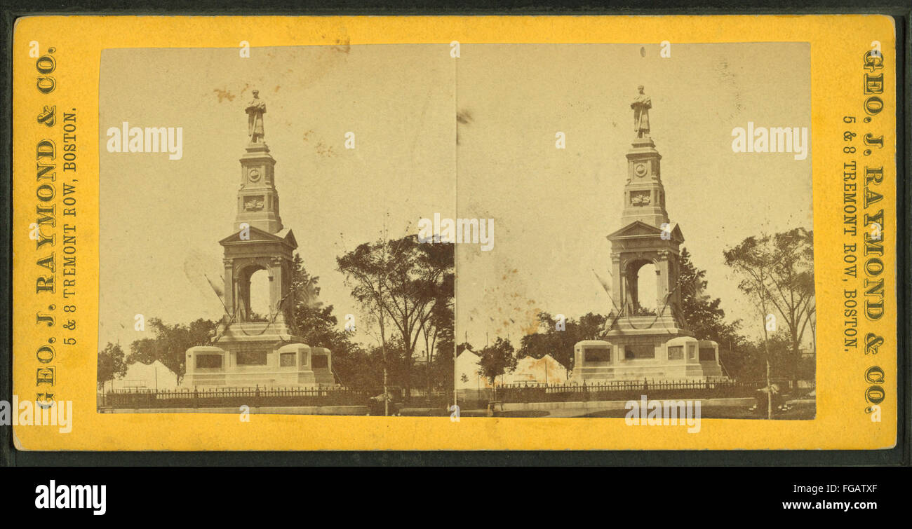 A photograph by G.J. Raymond & Co. depicting the Soldier's Monument in ...