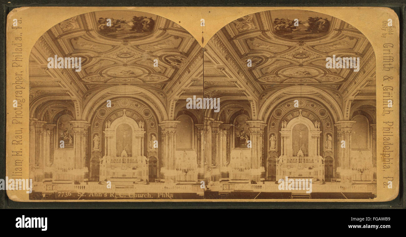 A photograph by William Herman Rau showing the interior of St. Ann's ...