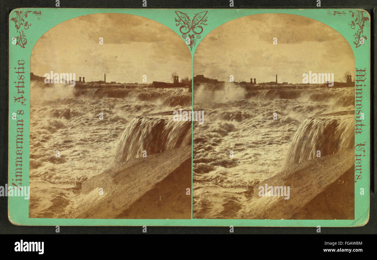 A photograph by Charles A. Zimmerman showing St. Anthony Falls in ...