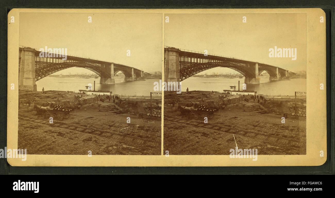 This photograph by Robert Benecke shows the St. Louis Bridge, a notable ...