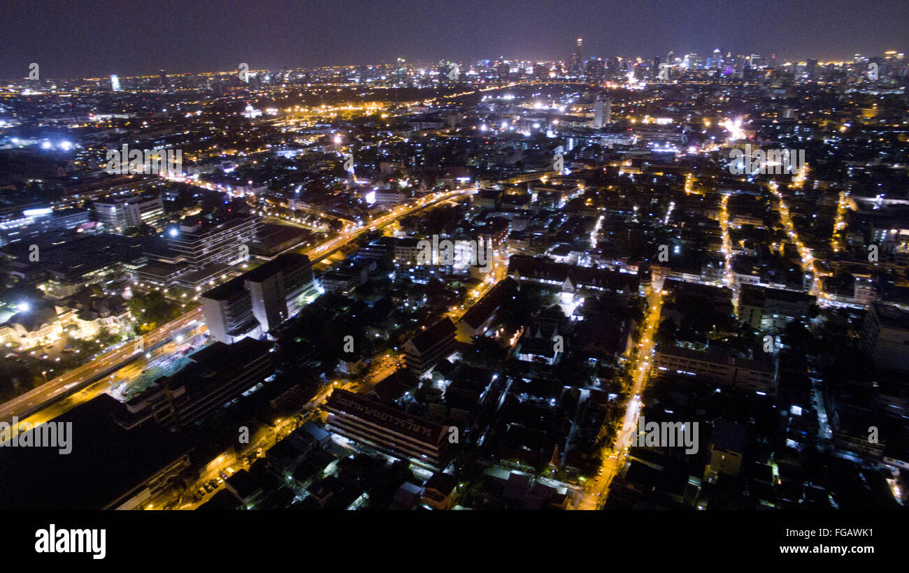 A aerial view of the Bangkok Skyline facing east towards downtown in ...