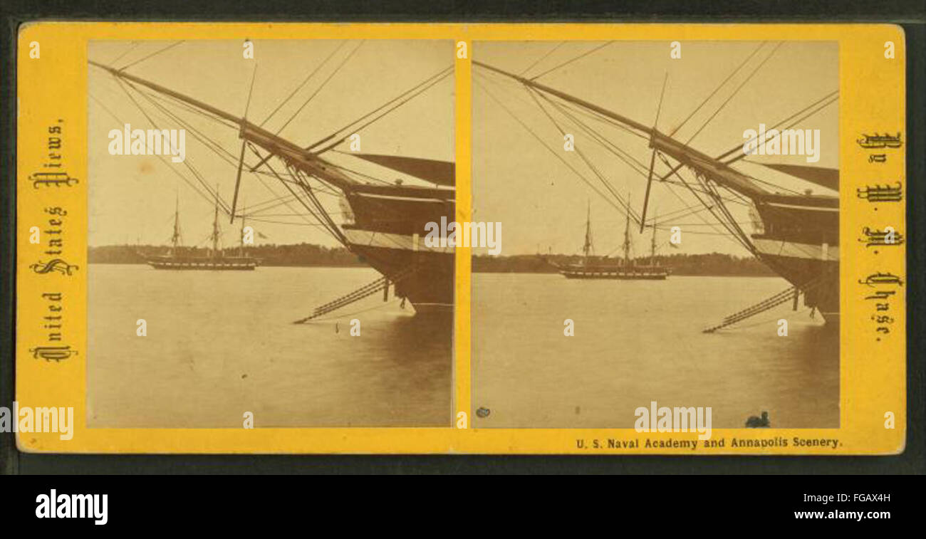 A photograph showing the stern of a ship at anchor, illustrating ...