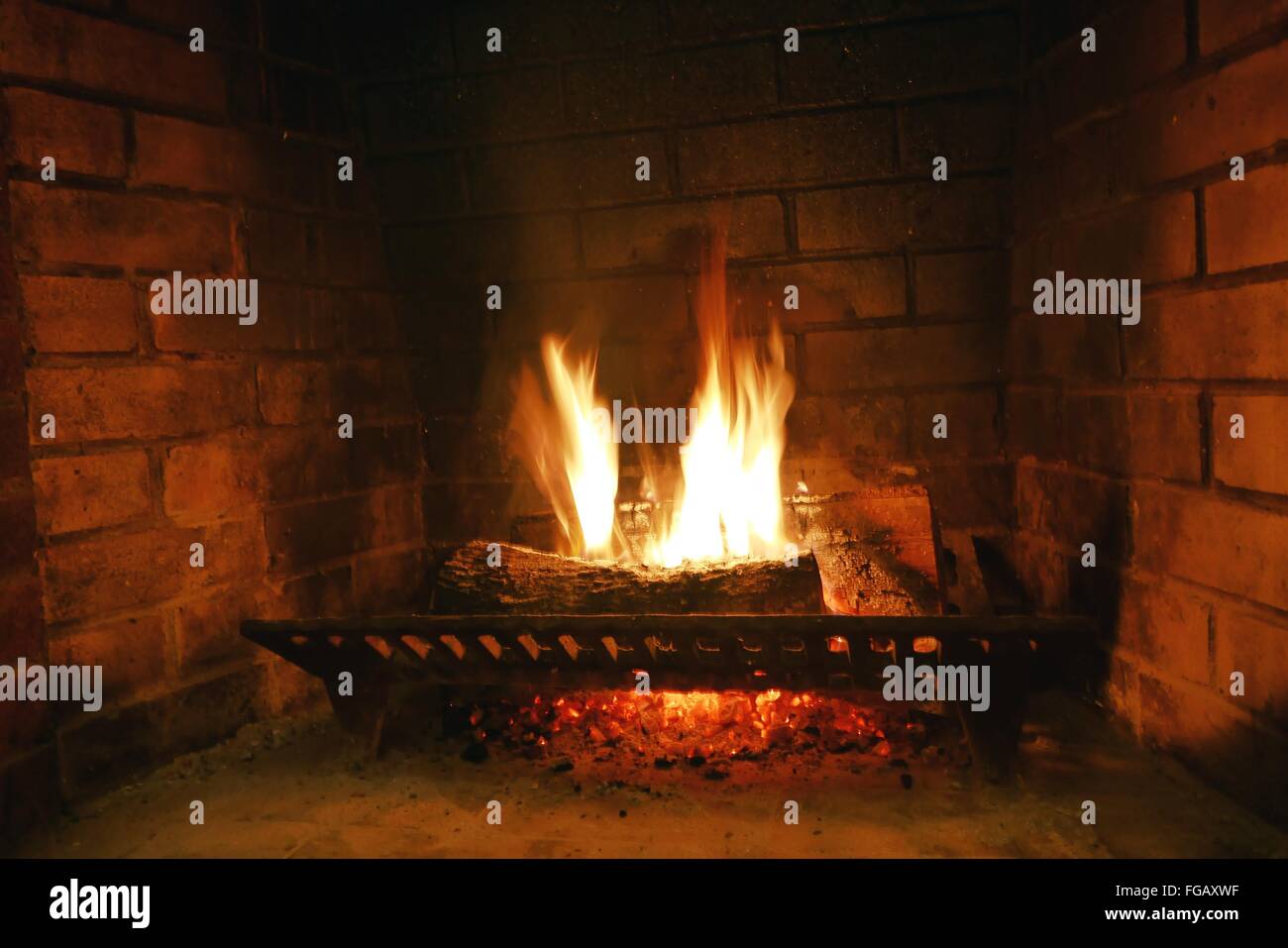 Fire Burning In Room Stock Photo - Alamy