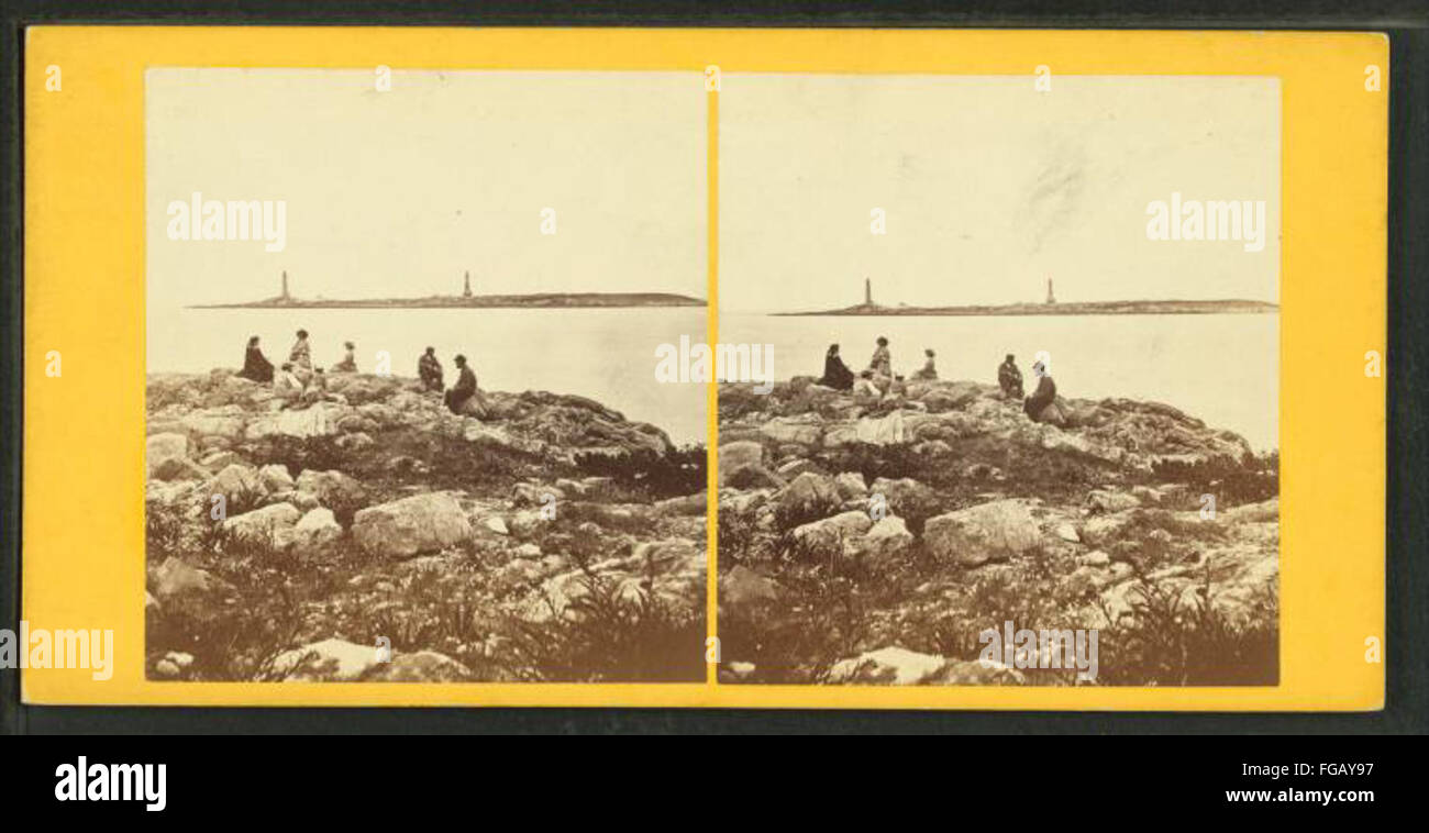 This photograph features Thatcher's Island, highlighting its ...