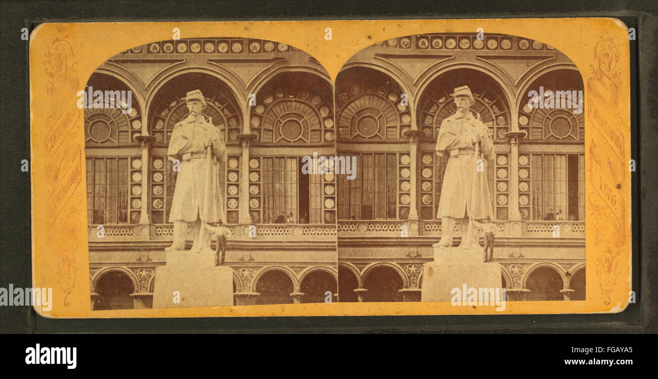 A stereoscopic photograph of the granite statue titled 'The American ...