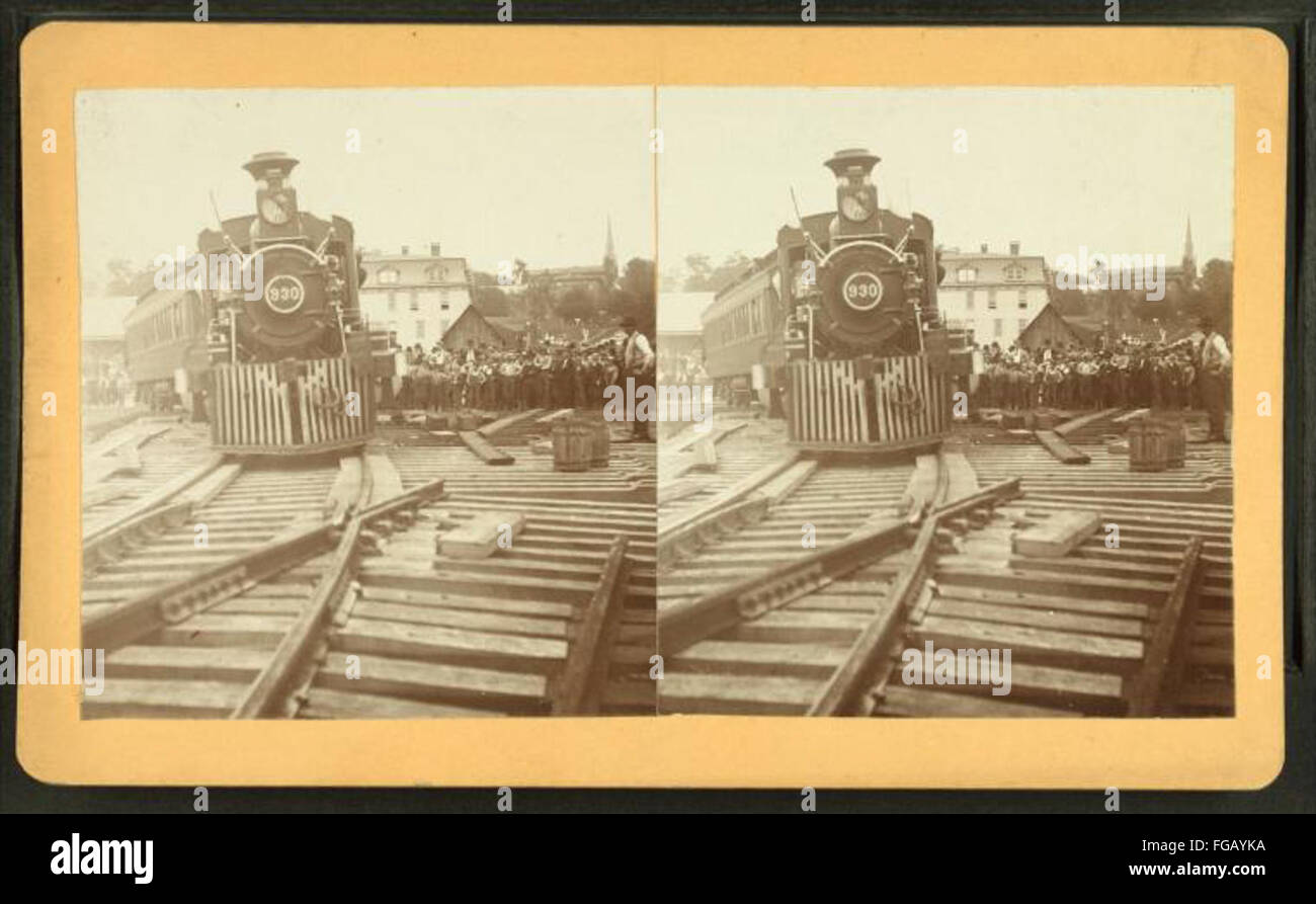 This stereoscopic view from Robert N. Dennis captures the first train ...