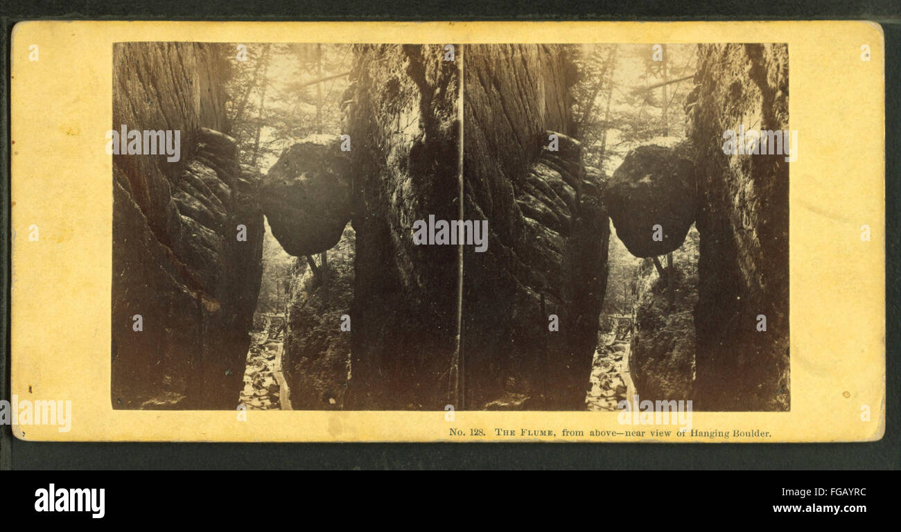 A photograph of The Flume, a natural gorge, captured from above by John ...