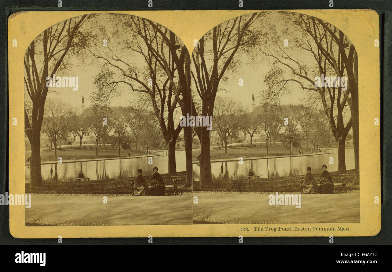 A photograph by Benjamin West Kilburn of the Frog Pond in Boston Common ...