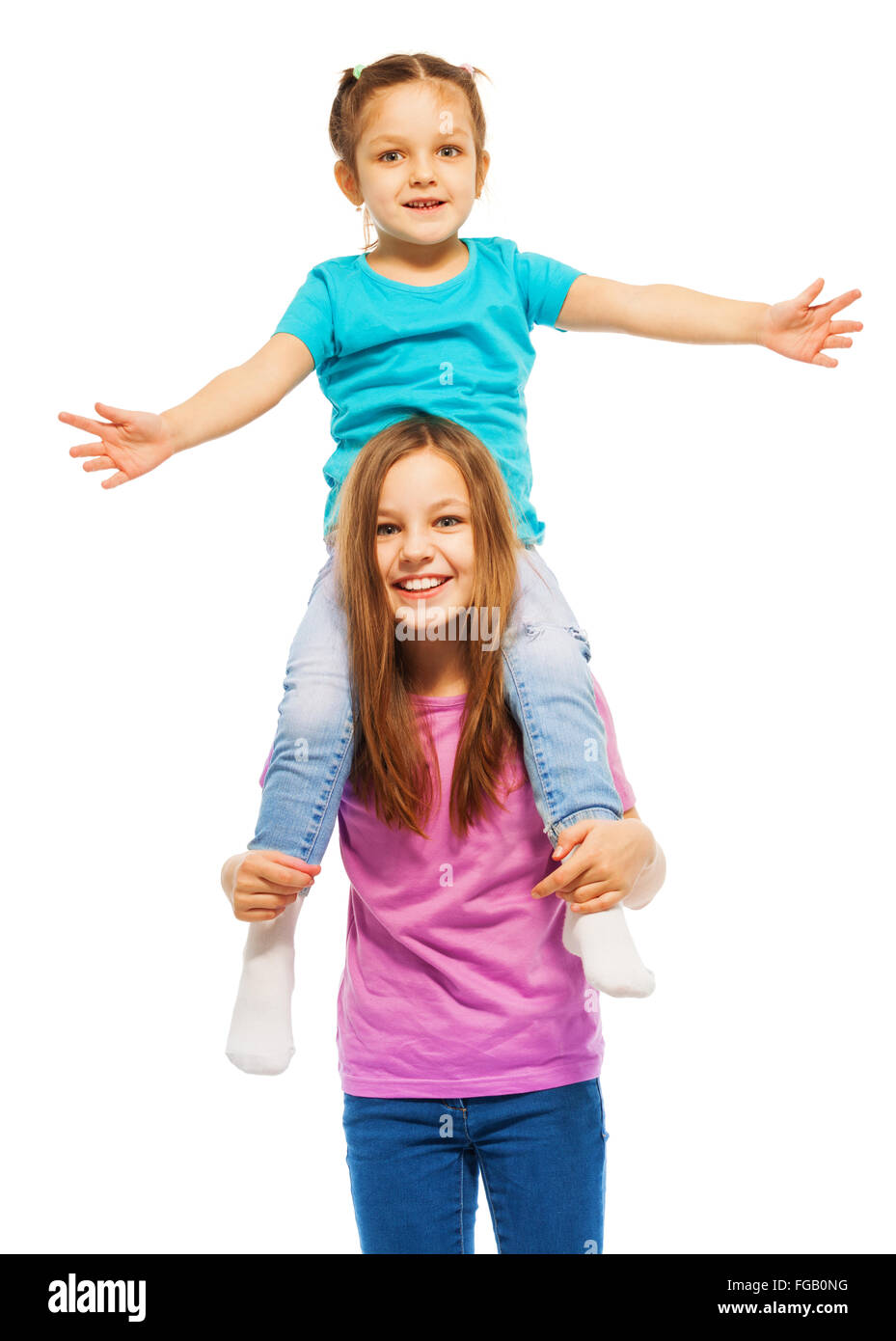 Girl child sitting on shoulders hi-res stock photography and images - Alamy
