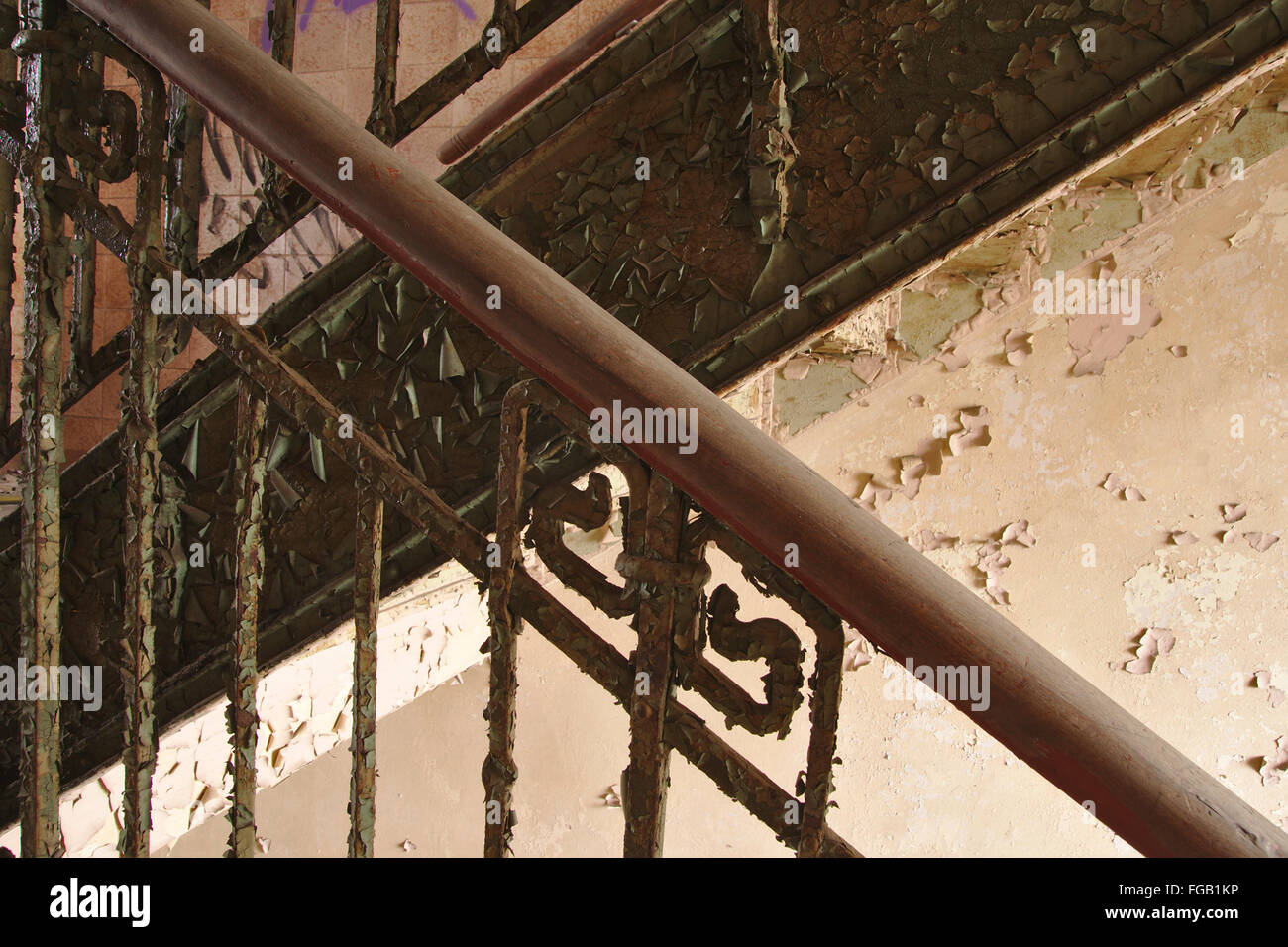 Crumbling staircase in a derelict factory in Leipzig, Germany Stock ...