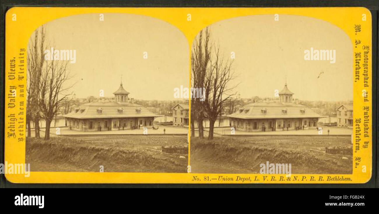 The Union Depot in Bethlehem, captured by M.A. Kleckner. The image ...