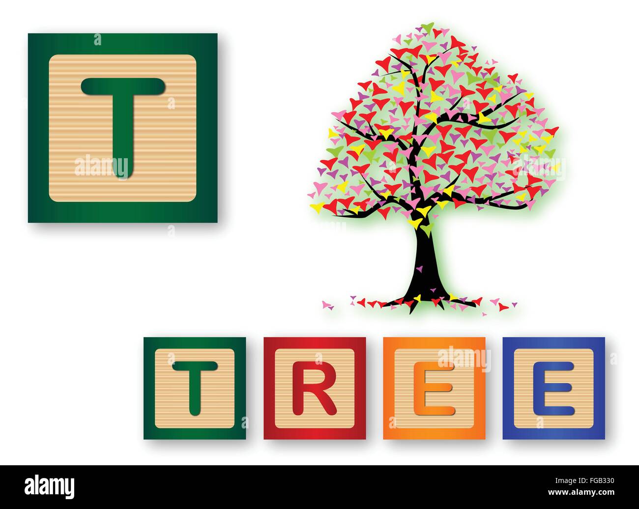 T Is For Tree text with sliced apple Stock Vector Image & Art - Alamy