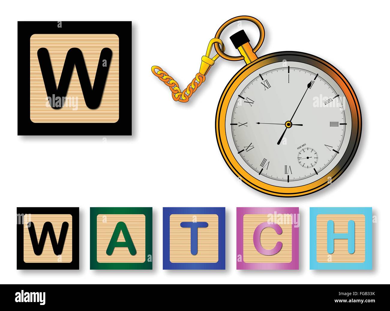 W Is For Watch text with sliced apple Stock Vector Image & Art - Alamy