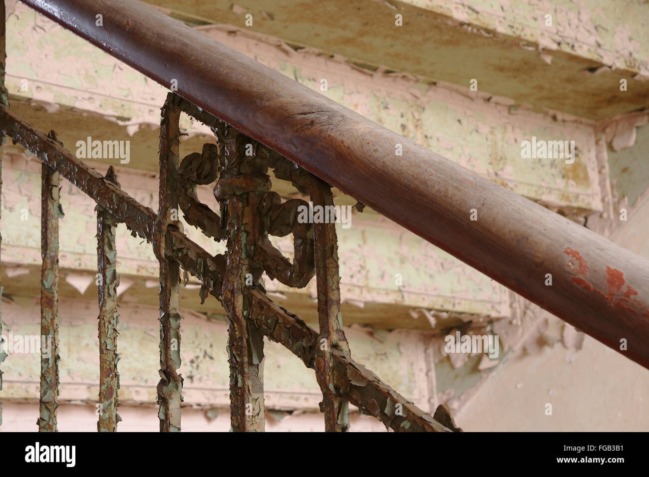 Crumbling staircase in a derelict factory in Leipzig, Germany Stock ...