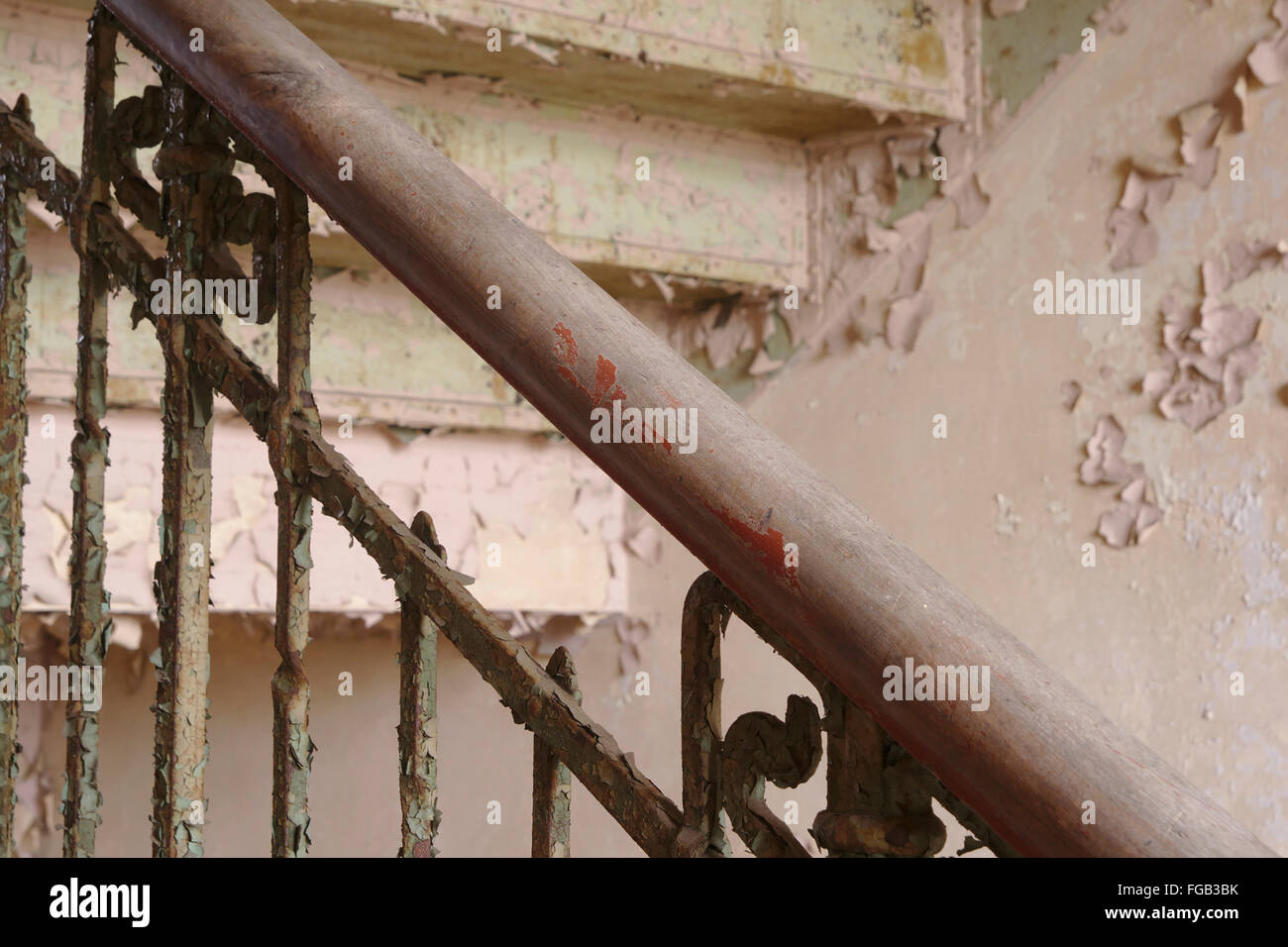 Crumbling staircase in a derelict factory in Leipzig, Germany Stock ...