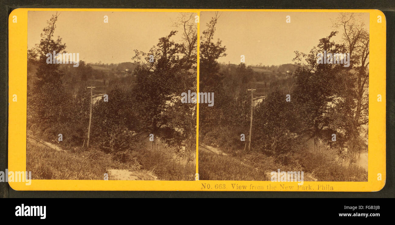 A stereoscopic photograph of the view from the New Park in Philadelphia ...