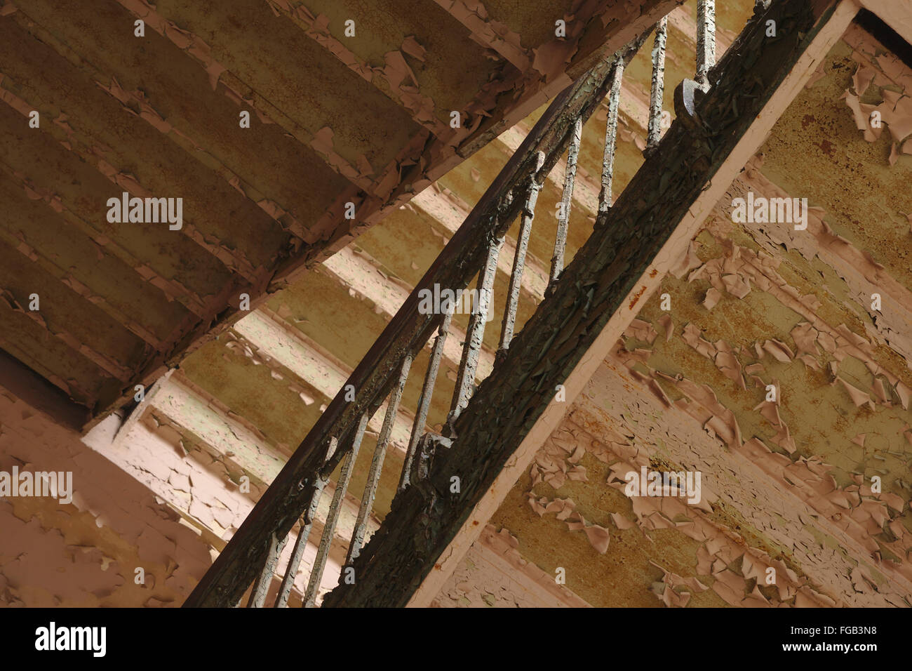 Crumbling staircase in a derelict factory in Leipzig, Germany Stock ...