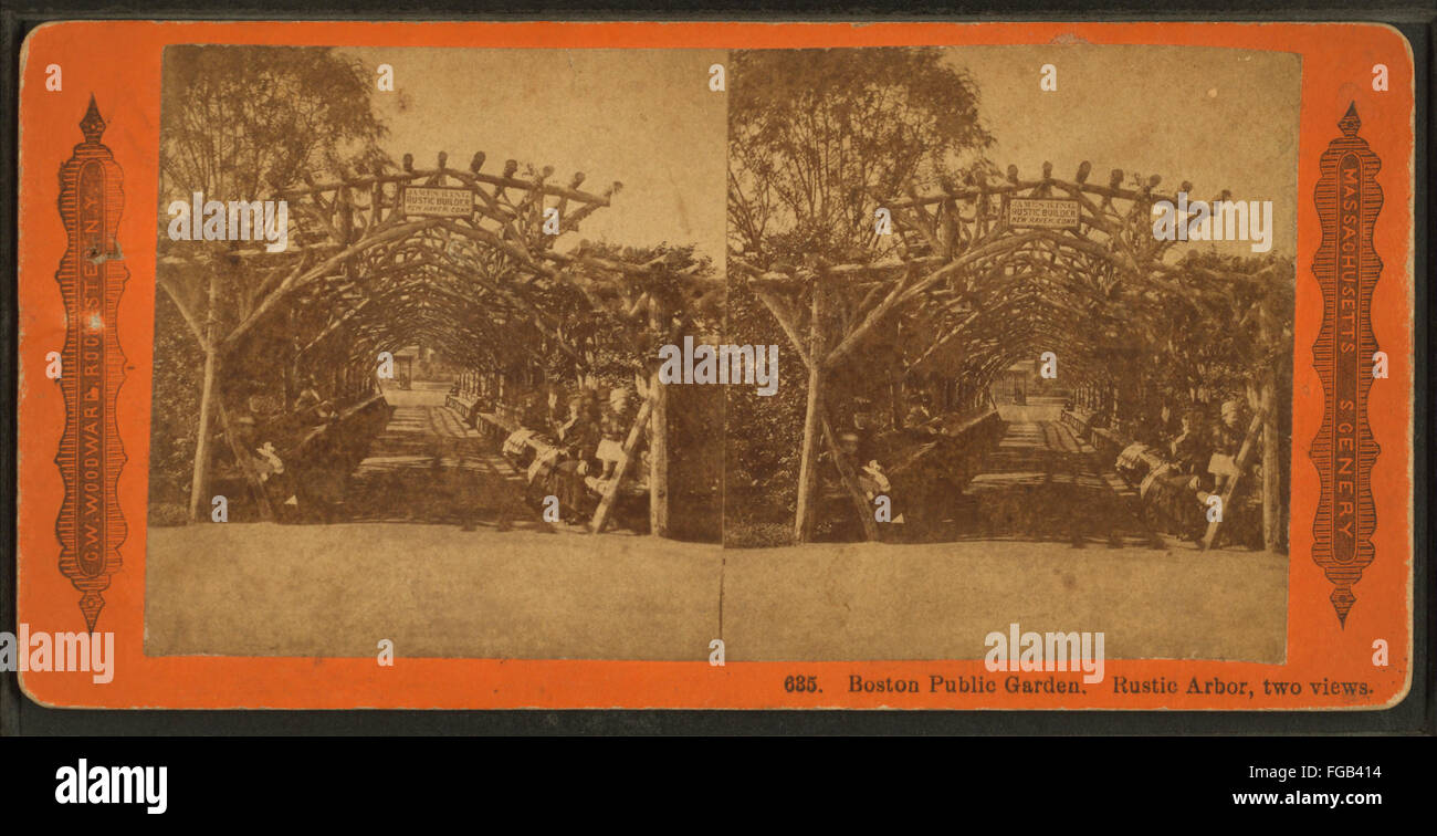 A photograph by Charles Warren Woodward showing a rustic arbor in ...