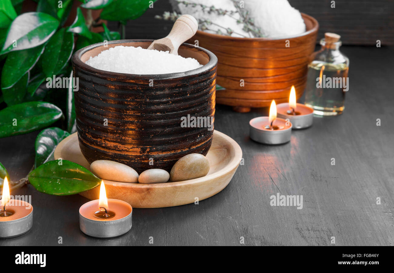 Spa still life setting with spa stones hi-res stock photography and ...