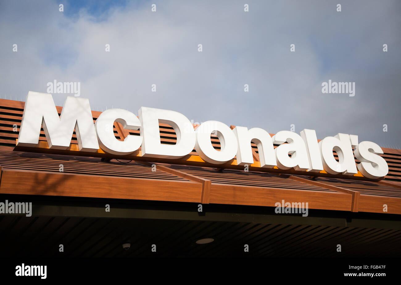 A sign outside of a McDonald's restaurant Stock Photo - Alamy