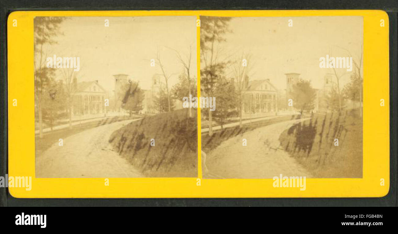 A photograph by J.L. Lovell showing a scenic view of Amherst College ...