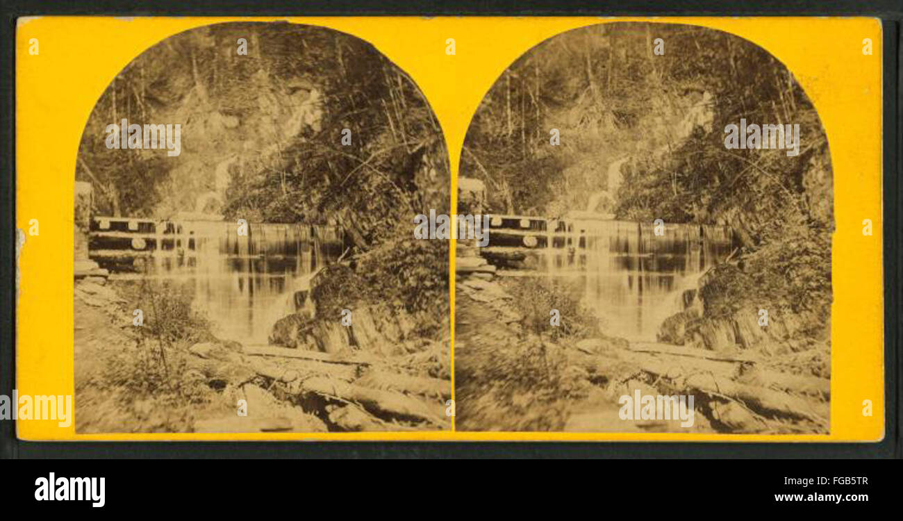 This photograph by George W. Moore depicts a dam situated at the base ...