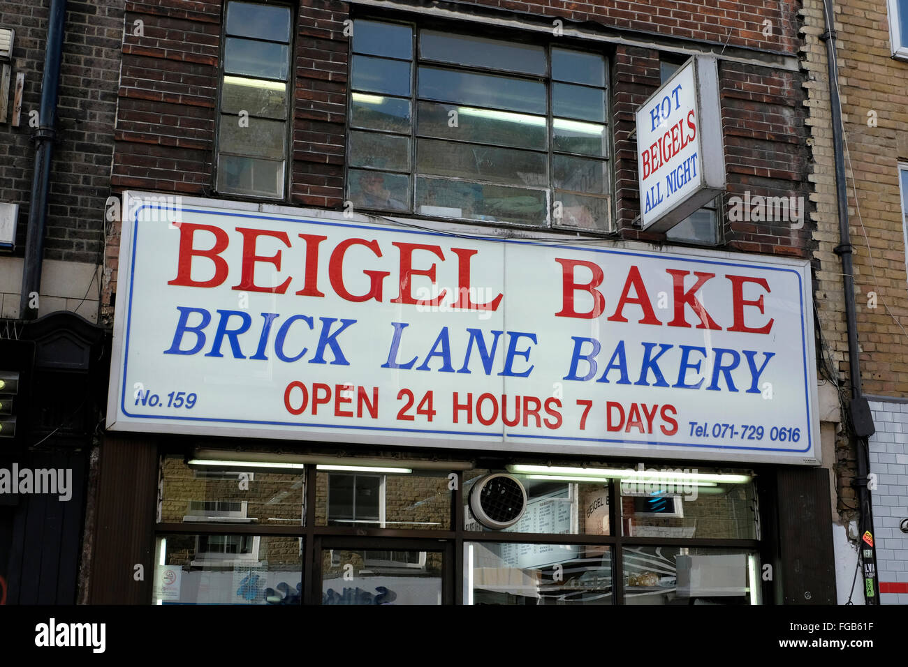 A sign of Beigel bake, a bakery in Brick Lane, London Stock Photo - Alamy