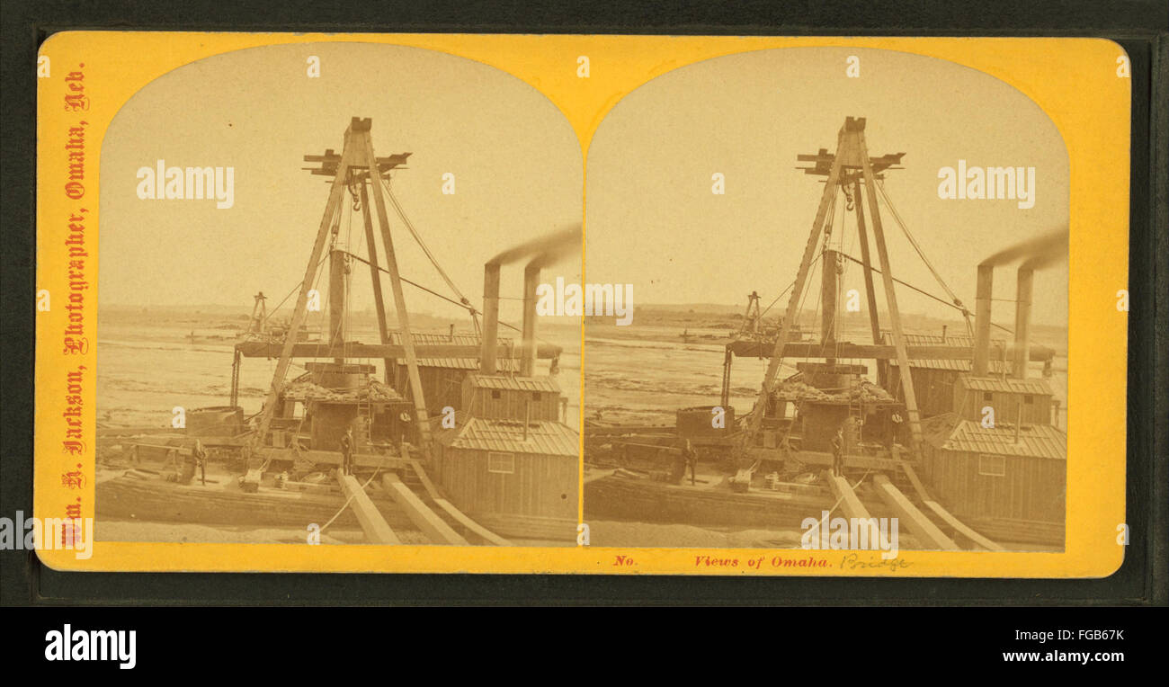 A view of the Omaha Bridge, captured by William Henry Jackson. The ...