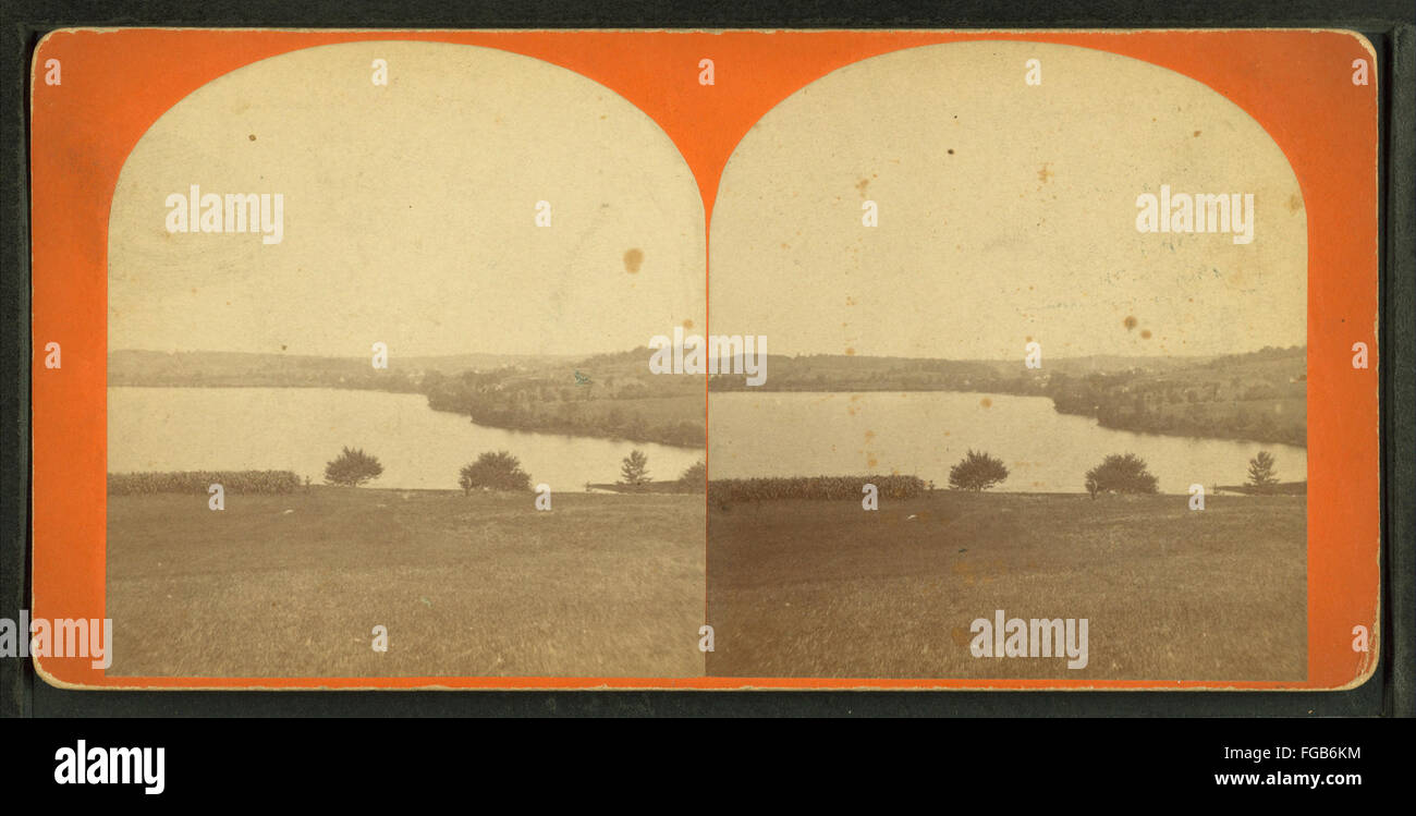 This stereoscopic view shows the scenic Lake Derry in New Hampshire ...
